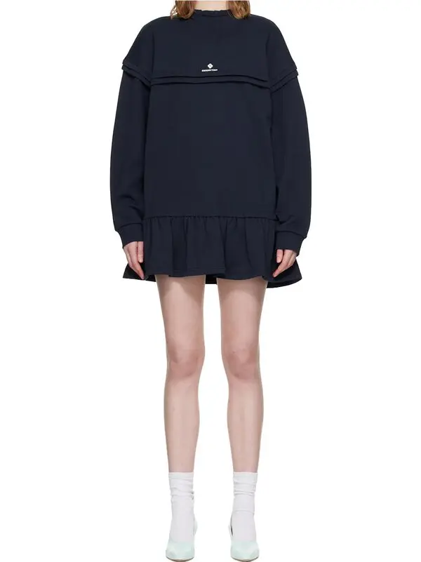 SHUSHU/TONG Long-sleeved Pleated Dress - Navy Blue