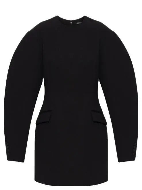 ROTATE BY BIRGER CHRISTENSEN Long Sleeve Dress With Button Detailing - Black