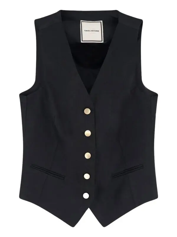 Tagliatore Gail Buttoned Sleeveless Blazer - Black