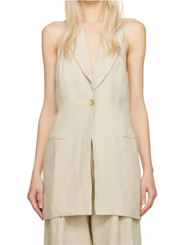 ST. AGNI Button-front Vest With Stand-up Collar - Nude
