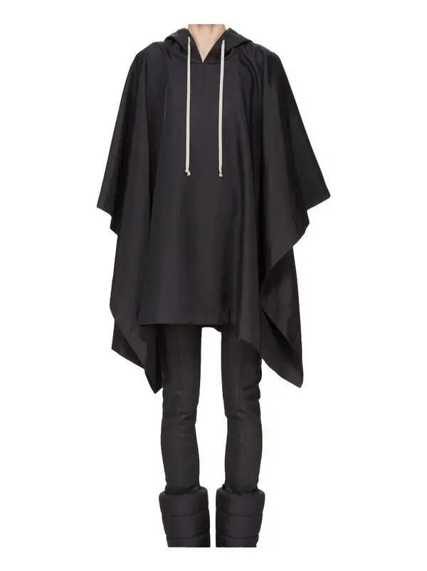 Rick Owens Cotton Hooded Cape - Black