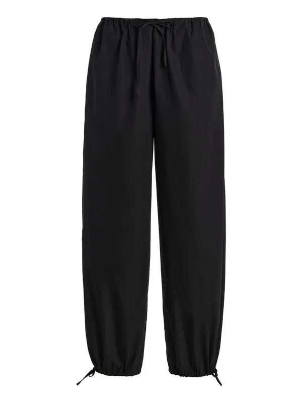 TOTEME Tie-detailed Organic Cotton Pants - Black