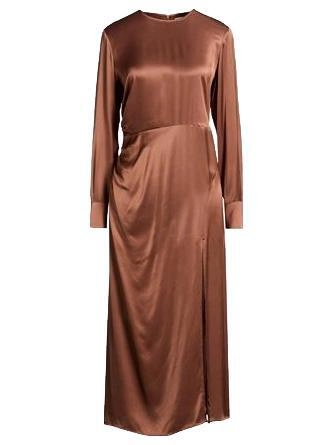 OTTOD'AME Midi Dress With Front Slit - Camel