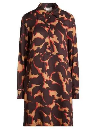 OTTOD'AME Multicolor Printed Viscose Shirt Dress - Brown