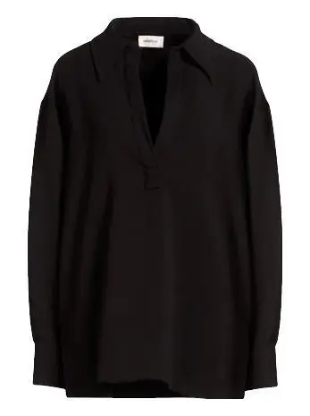 OTTOD'AME Long Sleeve Top With Polo Collar - Black