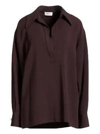 OTTOD'AME Long Sleeve Top With Polo Collar - Brown