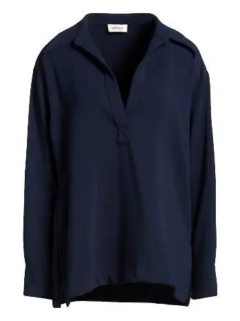 OTTOD'AME Long Sleeve Top With Polo Collar - Navy