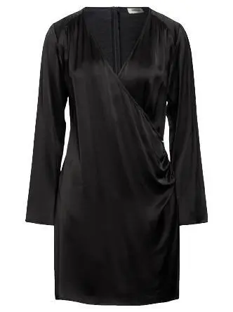 OTTOD'AME Satin Wrap-effect Mini Dress - Black