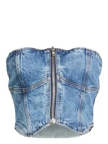 REFORMATION Denim Tube Top With Zipper Fastening - Blue