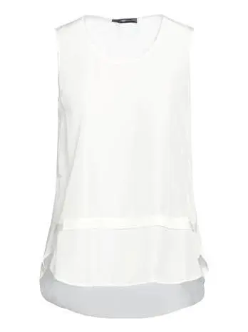 High Sleeveless Silk Top - White