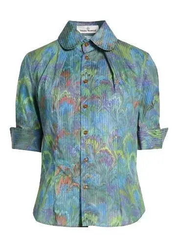 VIVIENNE WESTWOOD Cotton Shirt With Embroidered Logo - Green