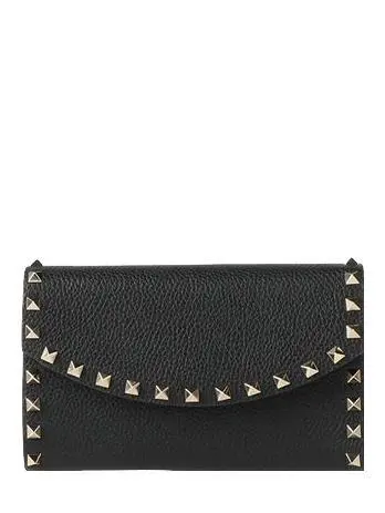 Valentino Garavani Studded Pebbled Leather Clutch - Black