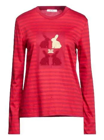 Max Mara Cotton Jersey T-shirt With Embroidered Logo - Red