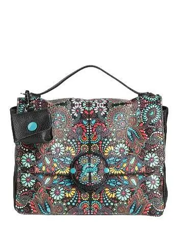 GABS Calfskin Flap Bag With Floral Print - Black
