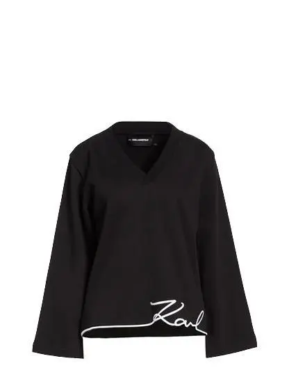 Karl Lagerfeld Embroidered V-neck Sweatshirt - Black