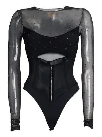 ANIYE BY Embellished Tulle Bodysuit - Black