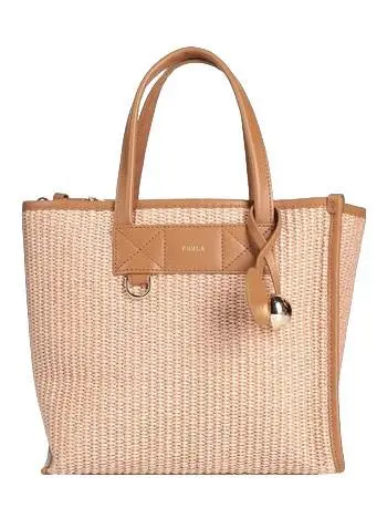 Furla Shopper Bag In Raffia And Leather - Brown