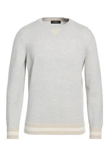 GRAN SASSO Light Cashmere Crewneck Sweater With Multicolor Trim - Grey