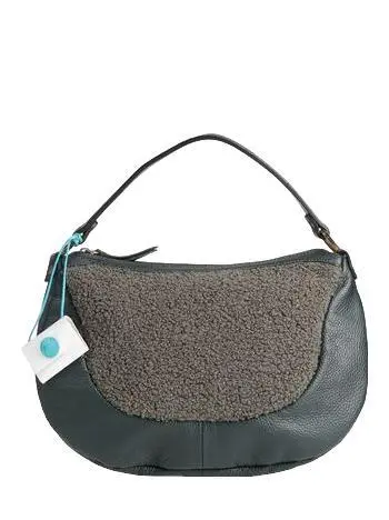 GABS Dark Calfskin Hobo Bag With Bouclé Detailing - Green