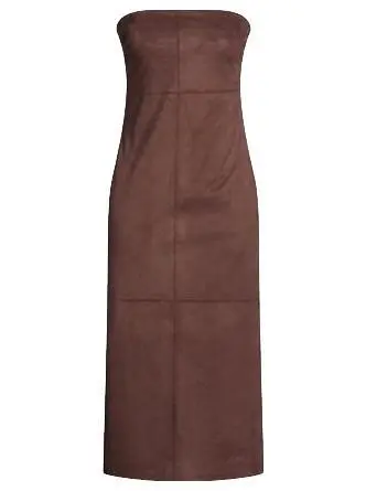 OTTOD'AME Strapless Midi Dress In Brushed Synthetic Material - Brown