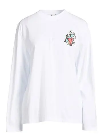 MSGM Long Sleeve T-shirt With Heart Graphic - White