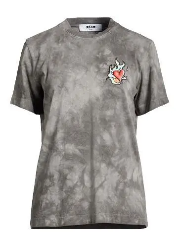 MSGM Cotton T-shirt With Tie-dye Effect And Embellishment - Grey