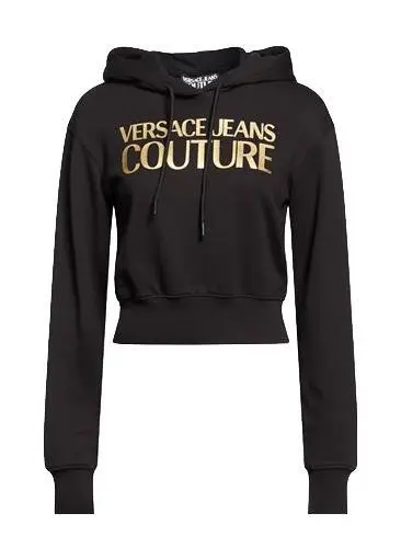 Versace Cropped Logo Hoodie - Black