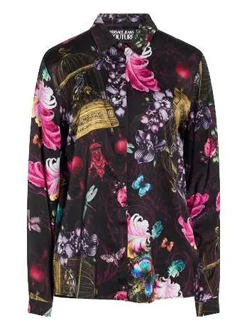 Versace Floral Print Viscose And Elastane Shirt - Black