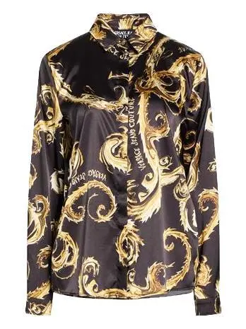 Versace Printed Satin Button-up Shirt - Black