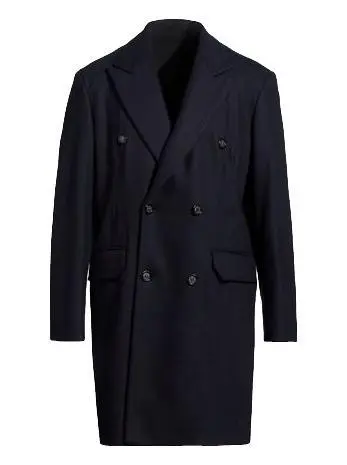 PAOLO PECORA Double-breasted Wool Blend Coat - Blue