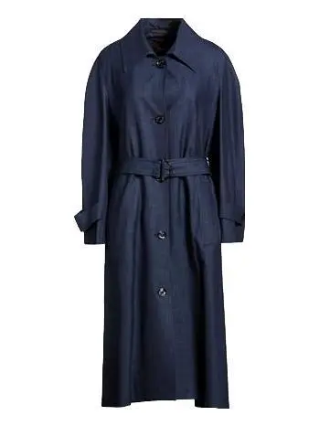MOORER Virgin Wool, Silk, Linen, Elastane Overcoat & Trench Coat - Navy