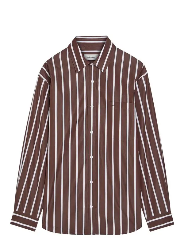 Matteau Striped Cotton-poplin Shirt - Brown