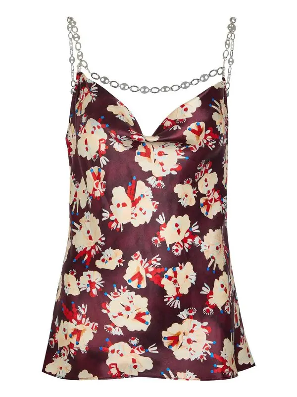 Rabanne Floral-print Silk Blouse With Metal Strap Detail - Multicoloured