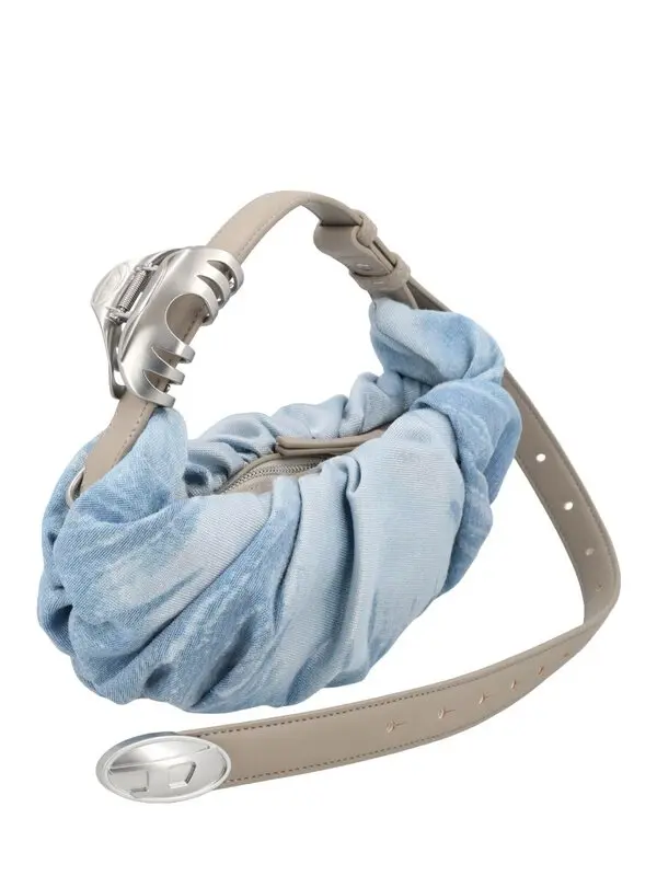 DIESEL® Small Hobo Bag With Ruched Effect - Denim
