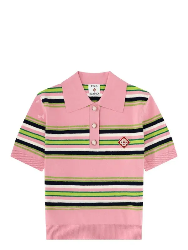 Casablanca Striped Knit Polo - Multicolour