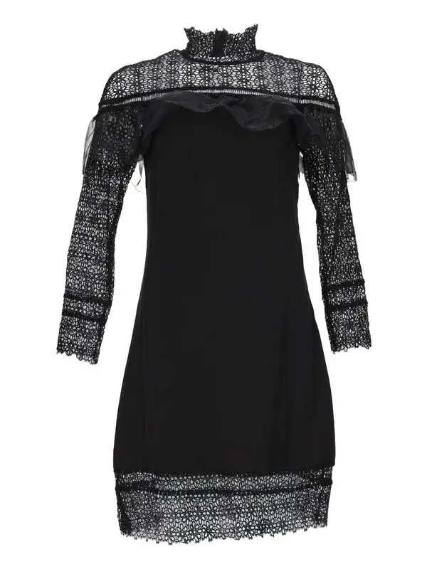 NJ COUTURE Abito Lace And Sheer Embellished Dress - Black