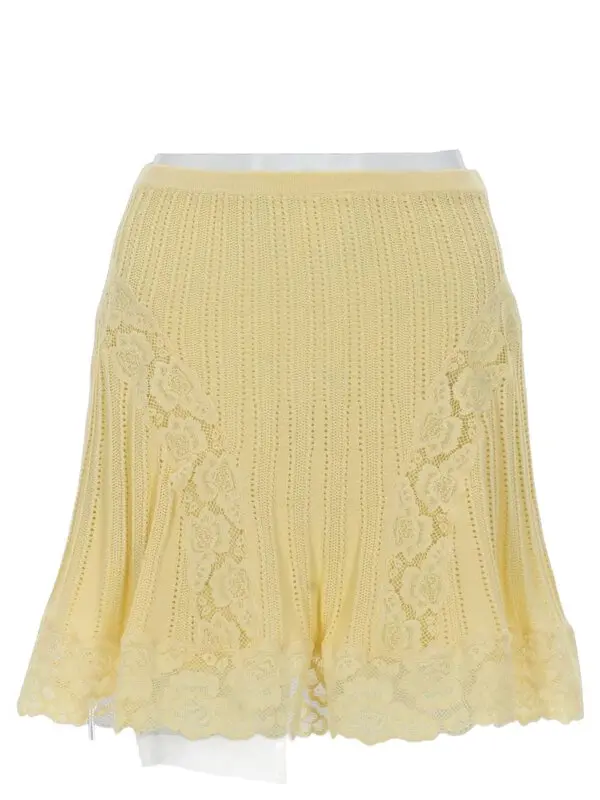 SELF-PORTRAIT Crochet Lace Mini Skirt - Yellow