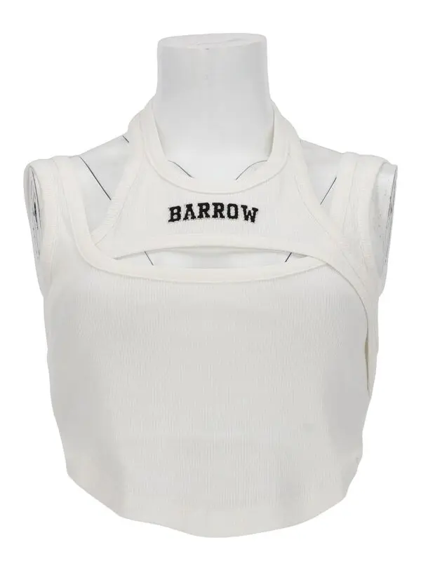 BARROW Cropped Ribbed Tank Top - White