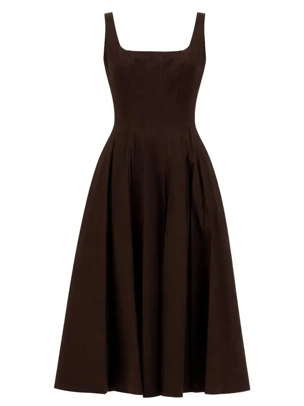 Staud Wells" Midi Dress - Brown