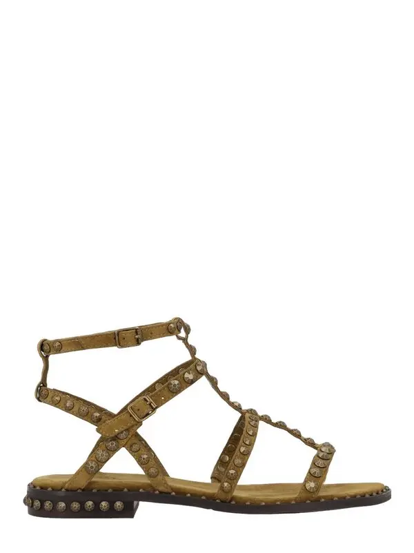 Ash Precious Studded Leather Gladiator Sandals - Green