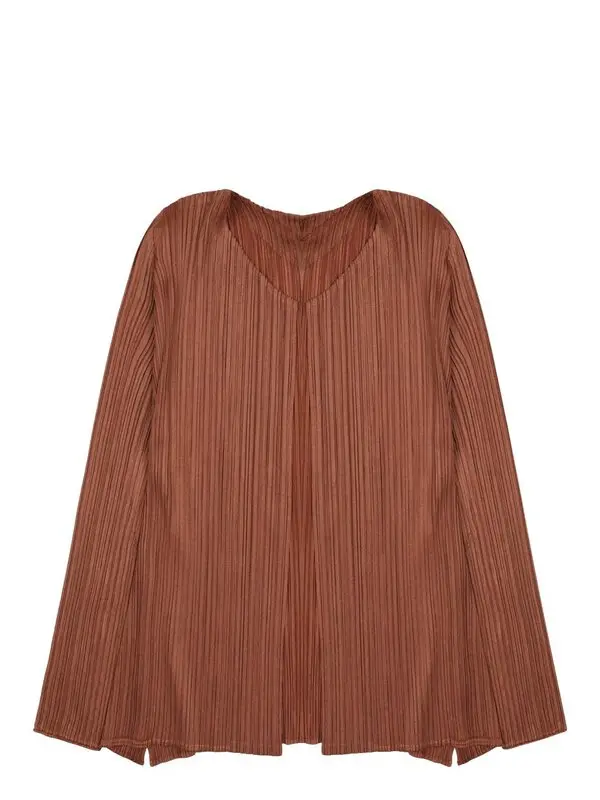 Issey Miyake Pleated Cardigan - Brown