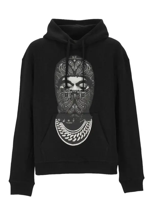IH NOM UH NIT Graphic Print Cotton Hoodie - Black