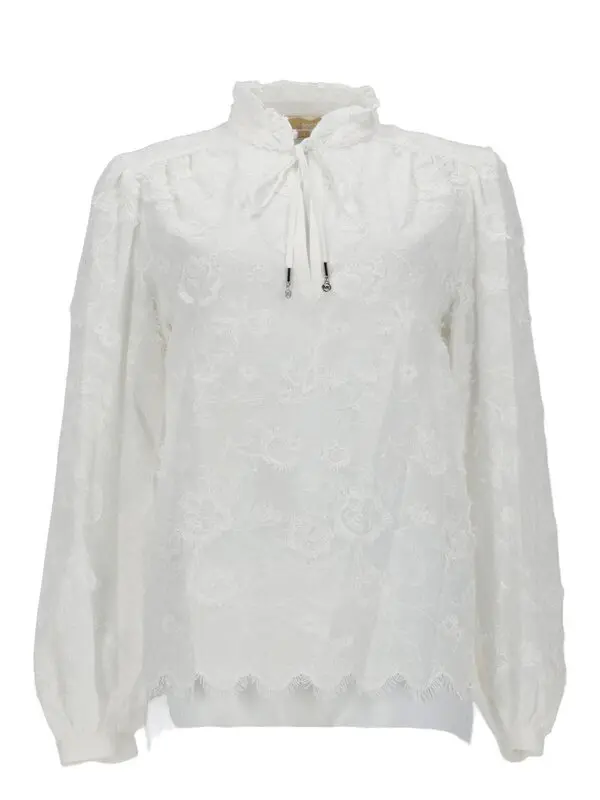 Michael Kors Cotton Floral Embroidered Blouse - White
