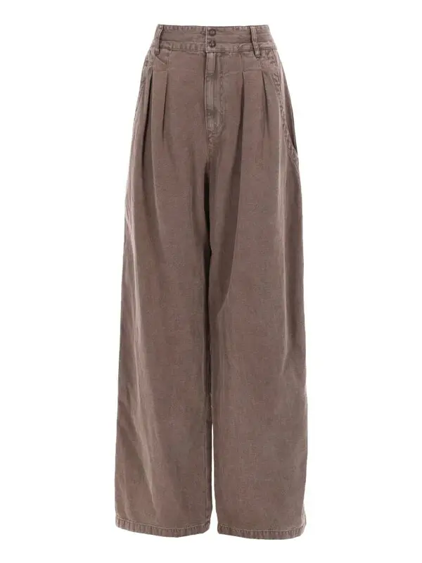 MARANT ETOILE Nadine' Pleated Wide-leg Trousers - Brown