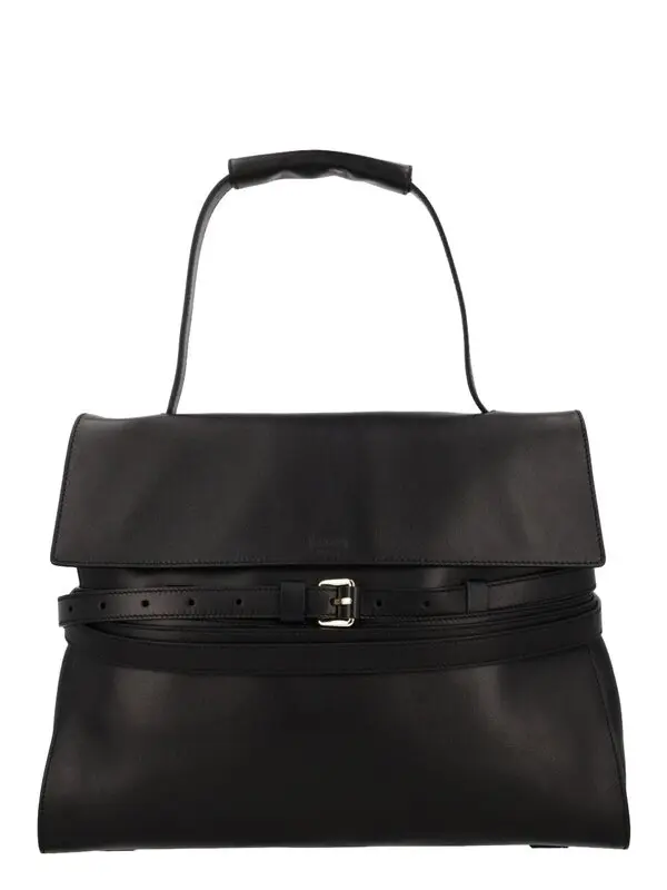 Moschino Tie Me Medium Leather Bag - Black