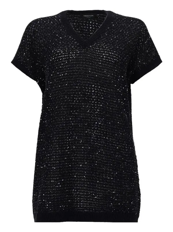 Fabiana Filippi Sequin Embellished Knit Top - Blue