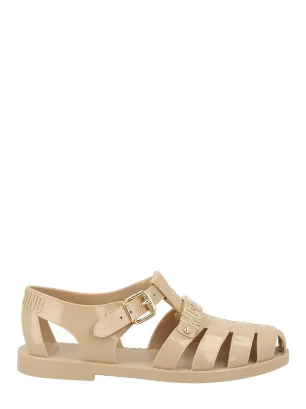 Moschino Jelly Sandals With Buckle Detail - Beige