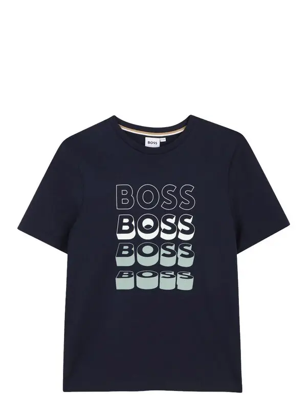 BOSS Logo Print T-shirt - Blue