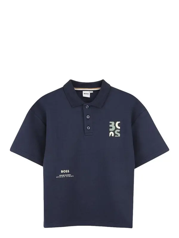 BOSS Polo Maniche Corte Con Logo - Blue