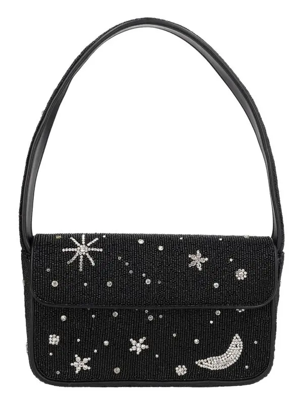 Staud Tommy Bag Embellished Glass Bead Shoulder Bag - Black